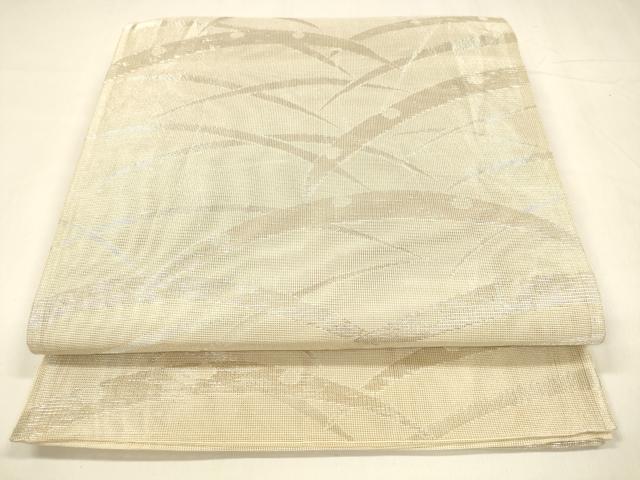 平和屋着物＊夏物　全通柄袋帯　雪芝文　銀糸　正絹　逸品　DABA0130cm
