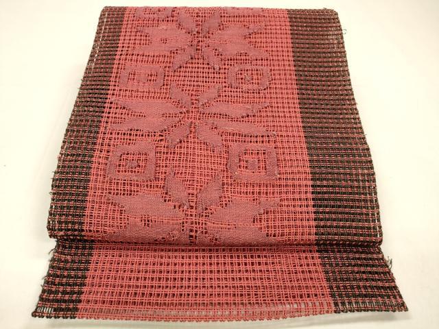 平和屋着物＊夏物　八寸名古屋帯　抽象文様　正絹　逸品　DABA0150cm