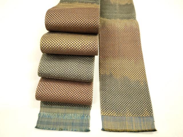 平和屋着物●男性　本場筑前博多織　角帯　霞文　証紙付き　正絹　逸品　DABA0167cm