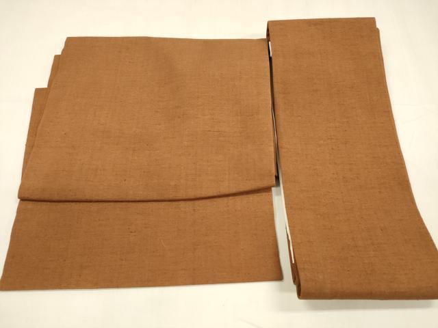 平和屋着物●つけ帯　紬地　唐茶色　正絹　逸品　DABA0183cm