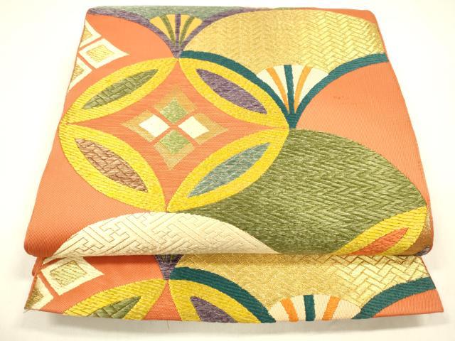 平和屋着物●六通柄　本袋帯　唐織　七宝青海波文　金糸　正絹　逸品　DABA0190cm