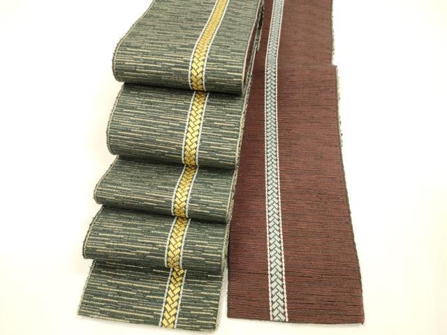 平和屋着物●男性　両面　角帯　間道　正絹　逸品　DABA0204cm