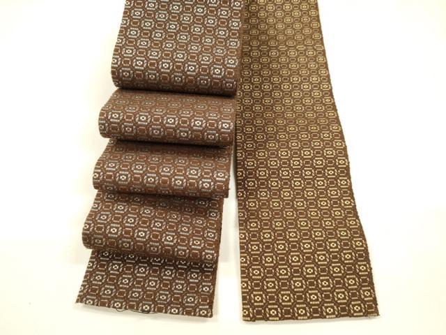 平和屋着物●男性　本場筑前博多織　両面　角帯　吉祥文　正絹　逸品　DABA0207cm