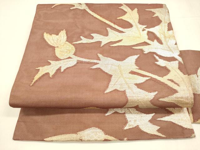 平和屋着物＊夏物　九寸名古屋帯　杜若　銀糸　正絹　逸品　DABA0239cm