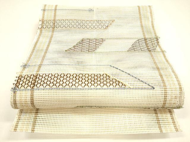 平和屋着物＊夏物　八寸名古屋帯　抽象文様　正絹　逸品　DABA0246cm