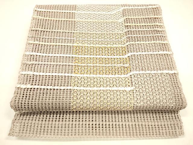 平和屋着物＊夏物　八寸名古屋帯　抽象文様　銀糸　正絹　逸品　DABA0249cm