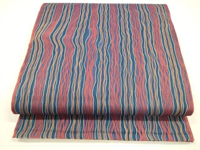 平和屋着物＊夏物　全通柄袋帯　櫛織　間道　正絹　逸品　DABA0329cm