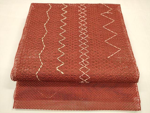 平和屋着物＊夏物　八寸名古屋帯　抽象文様　正絹　逸品　DABA0351cm