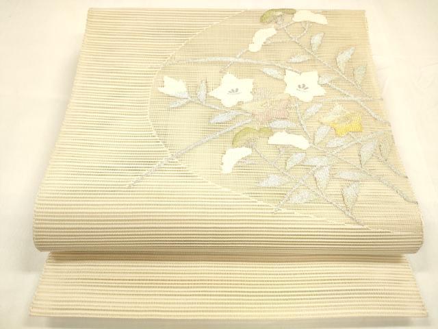 平和屋着物＊夏物　絽綴れ　八寸名古屋帯　草花文　金銀糸　正絹　逸品　DABA0352cm