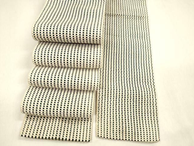平和屋着物●男性　本場筑前博多織　角帯　格子　正絹　逸品　DABA0391cm