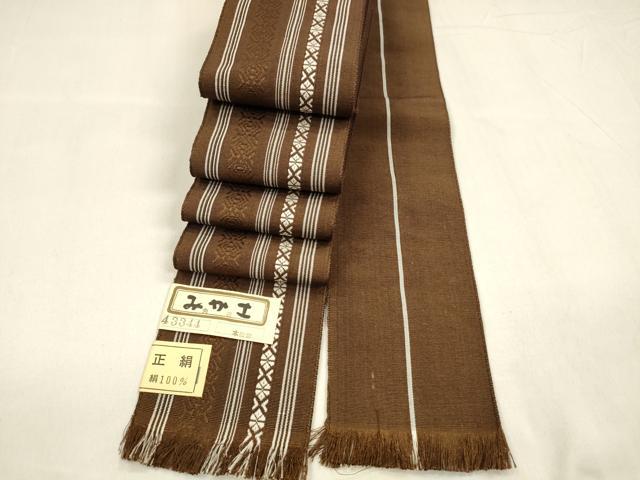 平和屋着物●男性　本場筑前博多織　角帯　献上　正絹　逸品　DABA0400cm