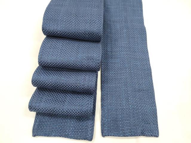 平和屋着物●男性　本場筑前博多織　角帯　濃藍色　正絹　逸品　DABA0410cm