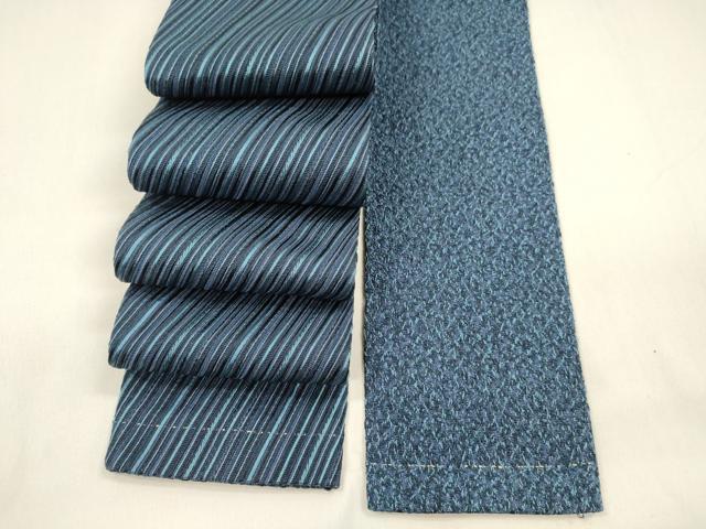 平和屋着物●男性　両面　角帯　宝来織　近賢織物謹製　斜線文霞文　証紙付き　正絹　逸品　DABA0414cm