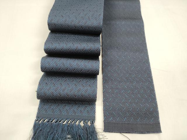 平和屋着物●男性　本場筑前博多織　両面　角帯　寺嶋織物謹製　檜垣文　証紙付き　正絹　逸品　DABA0420cm