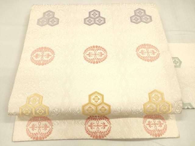 平和屋着物●九寸名古屋帯　唐織　蜀江花文　正絹　逸品　DABA0435cm