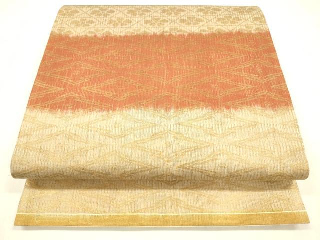 平和屋着物＊夏物　六通柄袋帯　花菱文　金糸　正絹　逸品　DABA0463cm