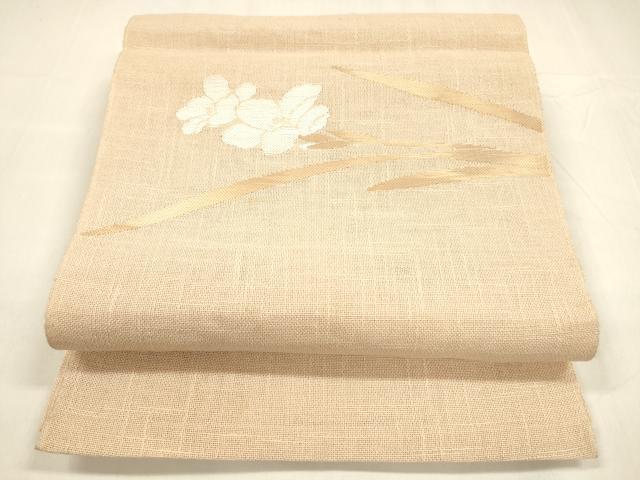 平和屋着物＊夏物　八寸名古屋帯　草花文　DABA0470cm