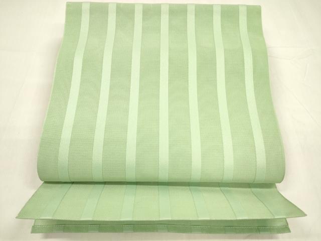 平和屋着物＊夏物　博多織　八寸名古屋帯　間道　薄萌葱色　DABA0471cm