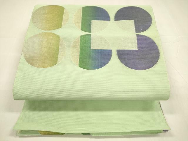 平和屋着物＊夏物　八寸名古屋帯　抽象文様　金銀糸　DABA0485cm