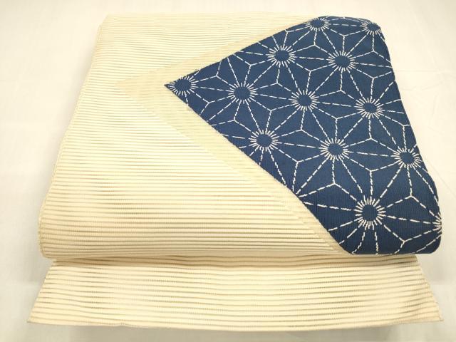 平和屋着物＊夏物　絽綴れ　八寸名古屋帯　麻の葉文様　正絹　逸品　DABA0487cm