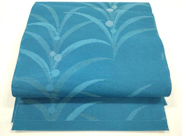 平和屋着物＊夏物　八寸名古屋帯　草葉文　銀糸　DABA0489cm