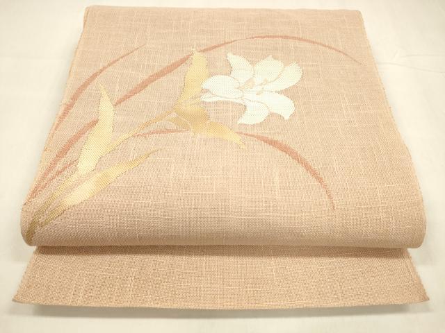 平和屋着物＊夏物　八寸名古屋帯　草花文　DABA0504cm