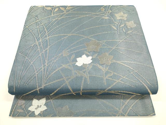 平和屋着物＊夏物　六通柄　京袋帯　草花文　金糸　正絹　逸品　DABA0505cm