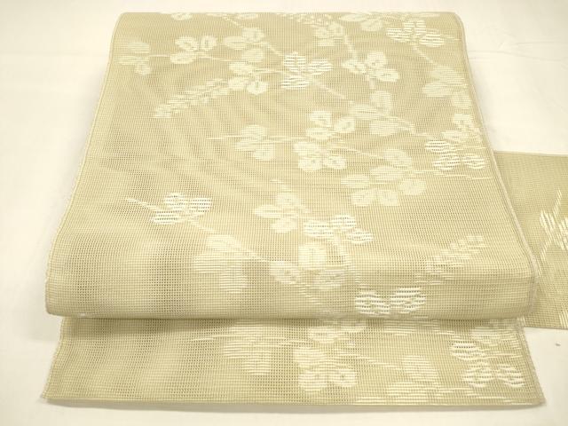 平和屋着物＊夏物　八寸名古屋帯　草葉文　DABA0522cm