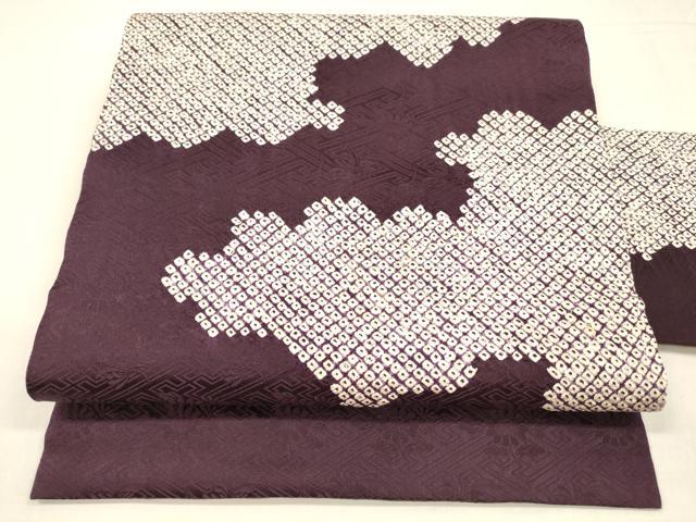 平和屋着物●九寸名古屋帯　総絞り　雲文　正絹　逸品　DABA0548cm