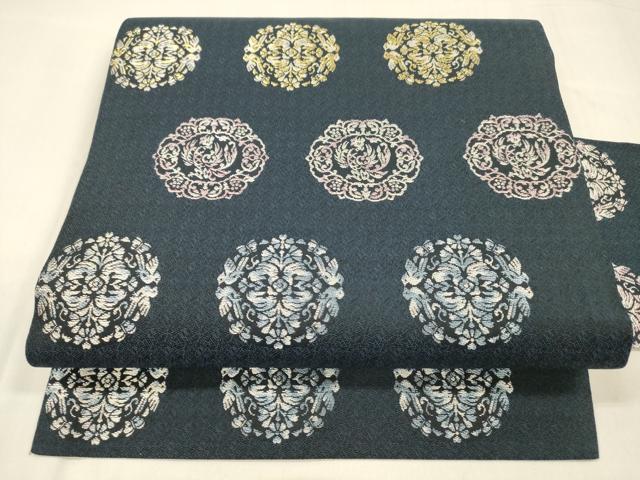 平和屋着物●九寸名古屋帯　正倉院華文　金糸　正絹　逸品　DABA0552cm