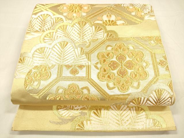 平和屋着物●西陣　川島織物　六通柄　本袋帯　花松文　金銀糸　正絹　逸品　DABA0558cm