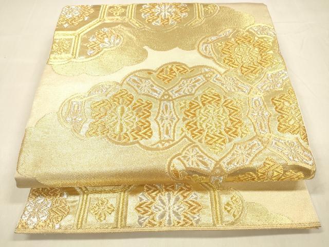 平和屋着物●西陣　川島織物　六通柄　本袋帯　雲取り花文　金銀糸　正絹　逸品　DABA0559cm