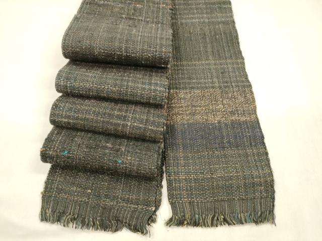 平和屋着物●男性　角帯　紬地　横段文　正絹　逸品　DABA0562cm