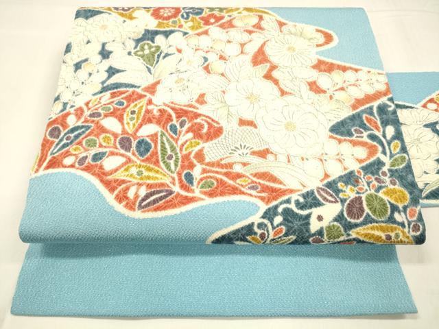 平和屋着物●九寸名古屋帯　辻が花　鬼しぼ縮緬　正絹　逸品　DABA0571cm