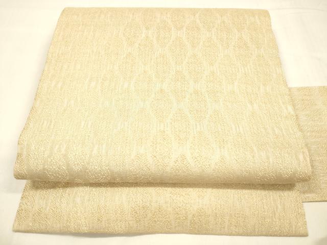 平和屋着物▽スリーシーズン　春夏秋　九寸名古屋帯　櫛織　抽象文様　金糸　正絹　逸品　DABA0582cm