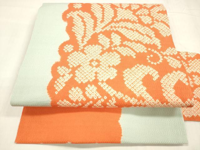 平和屋着物●九寸名古屋帯　絞り　草花文　正絹　逸品　DABA0624cm