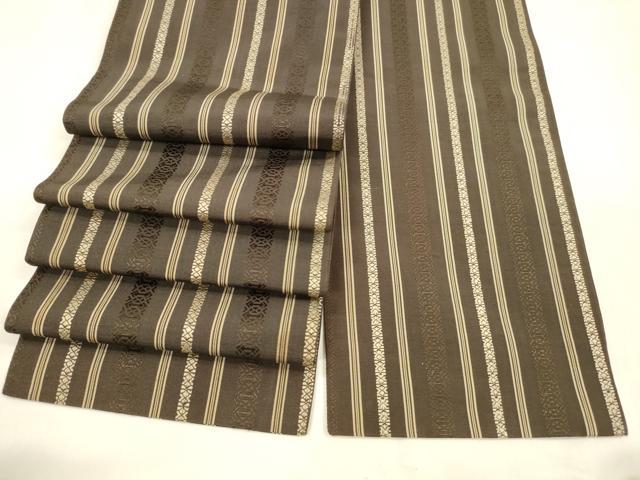 平和屋着物●本場筑前博多織　半幅帯　献上　正絹　逸品　DABA0631cm