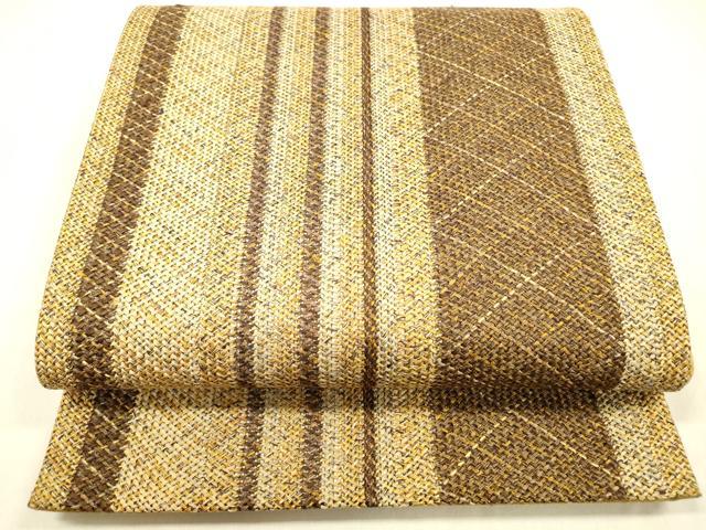 平和屋着物●全通柄袋帯　組織　間道　金糸　正絹　逸品　DABA0656cm