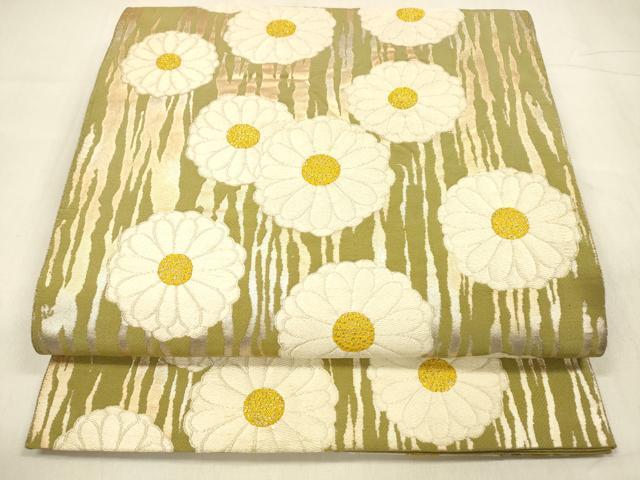 平和屋着物●六通柄　本袋帯　唐織　舞花文　金銀糸　正絹　逸品　DABA0659cm