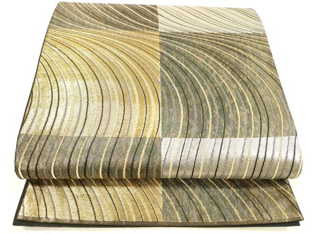 平和屋着物●染色作家　草野一騎　六通柄袋帯　流水文　金銀糸　引箔　正絹　逸品　DABA0746cm