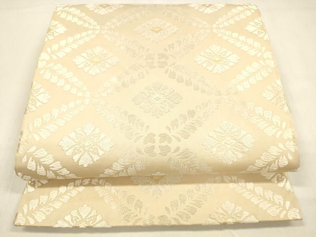 平和屋着物●六通柄袋帯　草木染　唐織　花菱文　金糸　正絹　逸品　DABA0753cm