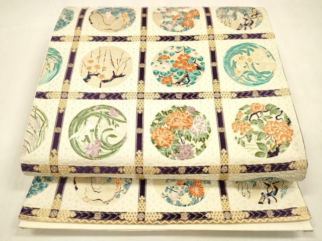 平和屋着物●六通柄袋帯　唐織　本願寺天井絵　金糸　正絹　逸品　DABA0758cm