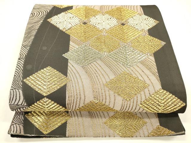 平和屋着物●六通柄袋帯　流水菱文　金銀糸　DABA0767cm