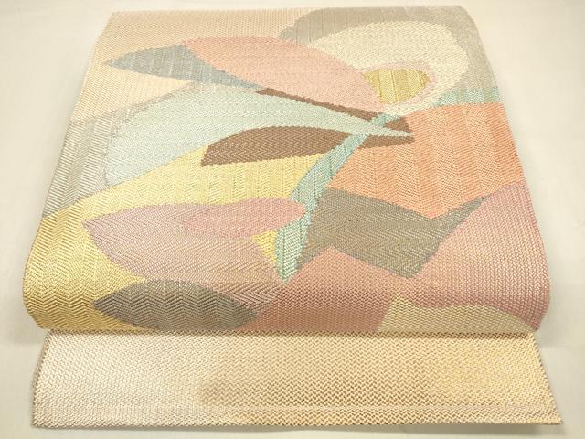 平和屋着物●太鼓柄袋帯　抽象文様　金銀糸　正絹　逸品　DABA0770cm