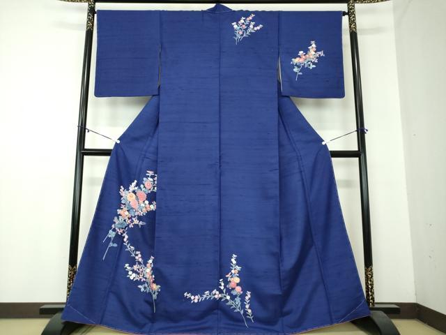 平和屋着物●白山紬　訪問着　友禅　草花文　正絹　逸品　未使用　DABA1003ps