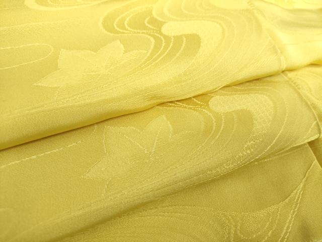 平和屋着物●上質な色無地　竜田川地紋　刈安色　正絹　逸品　未使用　DABA1019ps