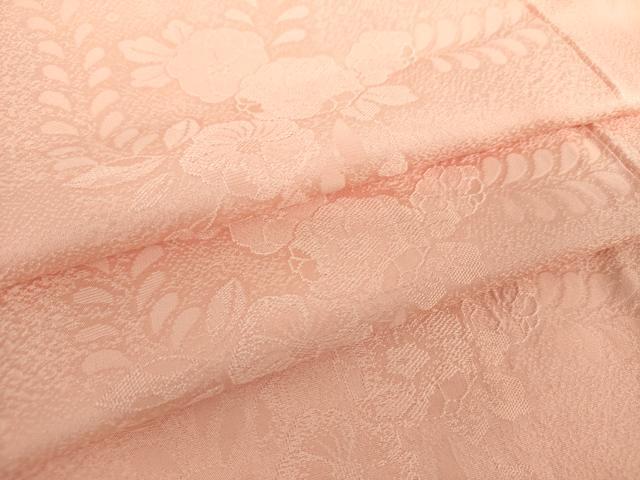 平和屋着物●上質な色無地　辻が花地紋　水柿色　正絹　逸品　DABA1045ps