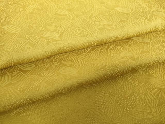 平和屋着物●上質な色無地　南天地紋　芥子色　正絹　逸品　DABA1049ps