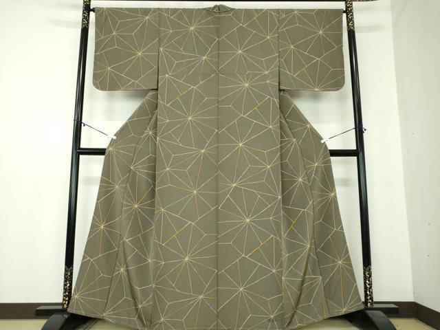 平和屋着物●上質な小紋　ろうけつ染め　麻の葉文様　正絹　逸品　未使用　DABA1063ps