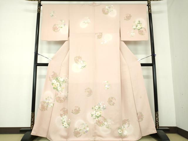 平和屋着物●訪問着　作家物　刺繍　花丸文　暈し染め　正絹　逸品　DABA1072ps